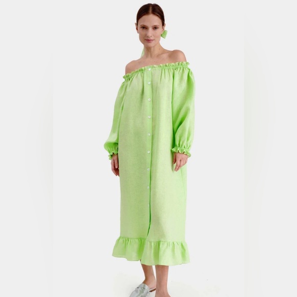 Sleeper | Dresses | Sleeper Green Romantica Linen Dress | Poshmark